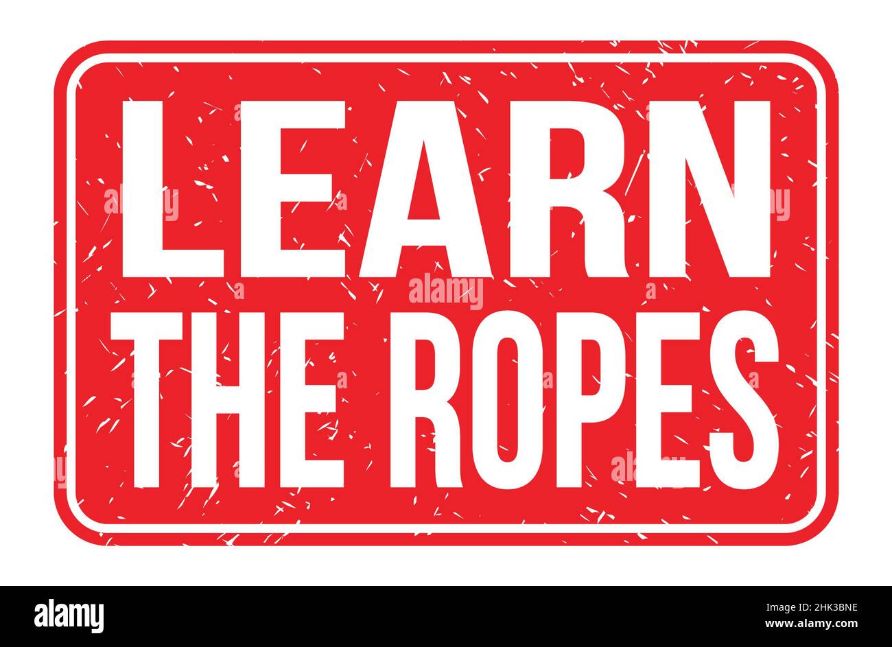 LEARN THE ROPES, words written on red rectangle stamp sign Stock Photo ...