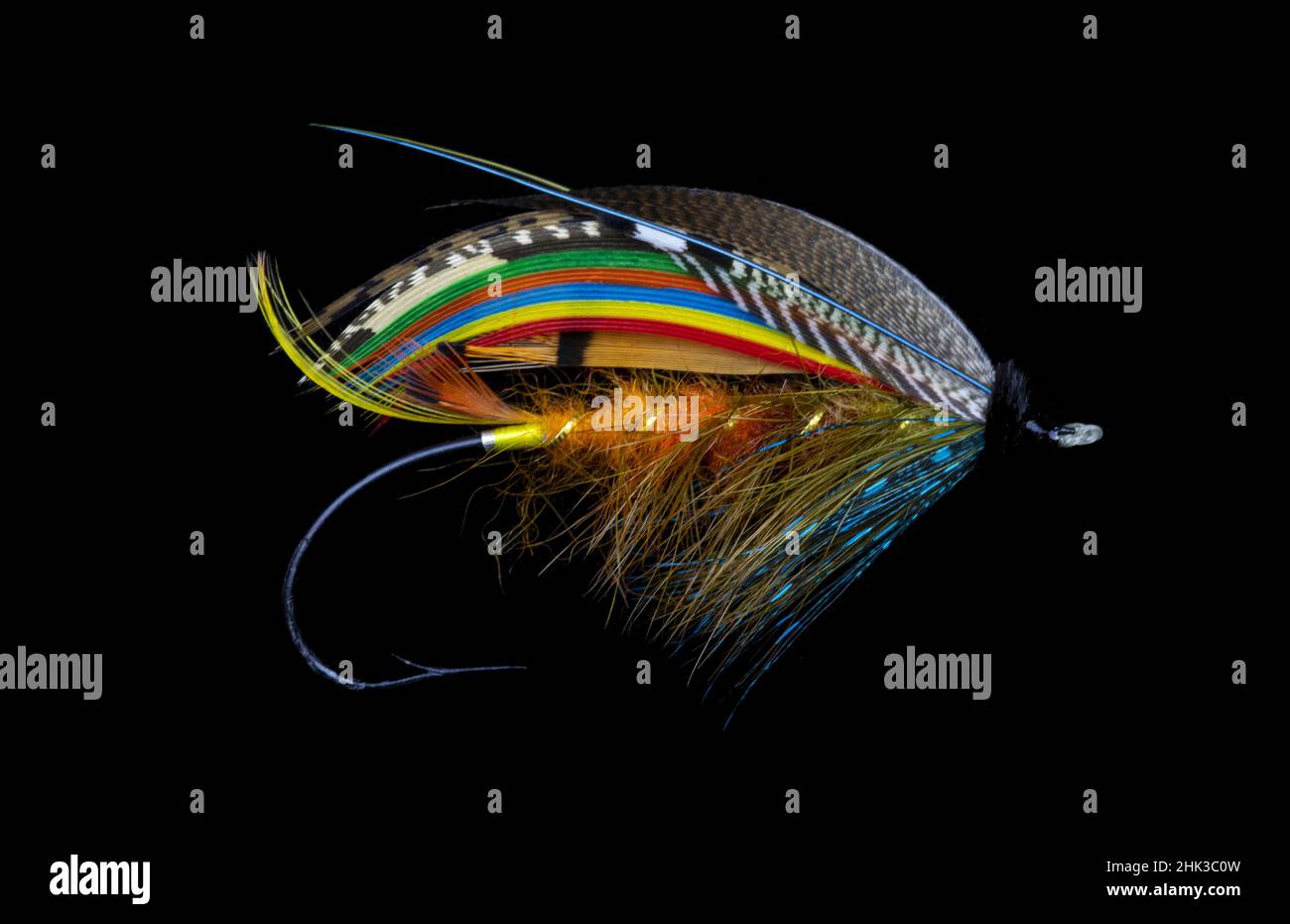 Atlantic Salmon Fly designs 'Golden Olive Irish' Stock Photo - Alamy