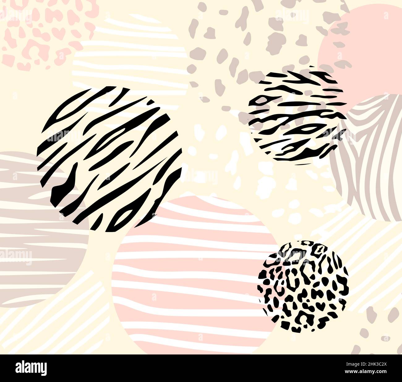 Abstract geometric pattern with animal print and circles Stock Vector ...