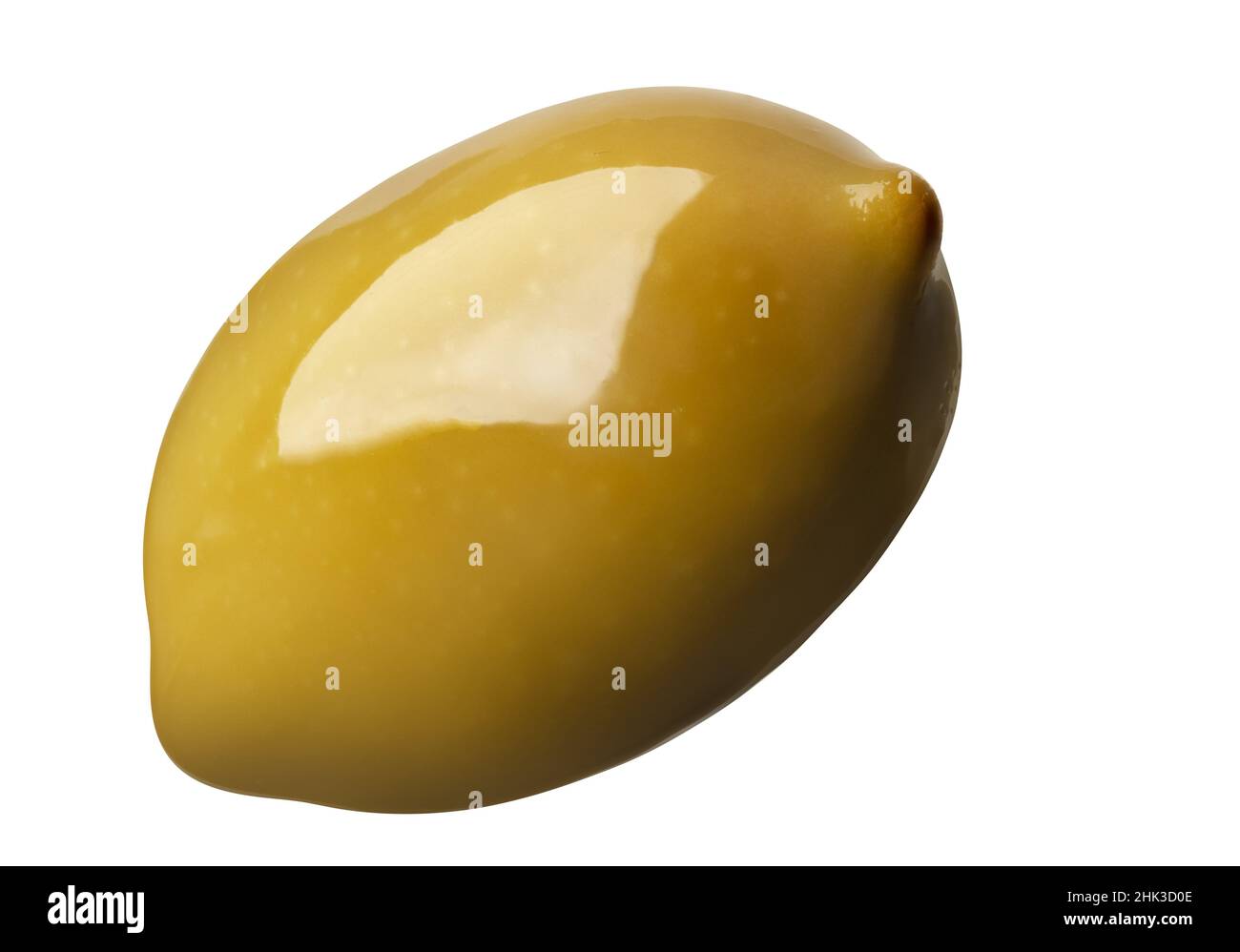 Single green olive isolated on white background Stock Photo - Alamy