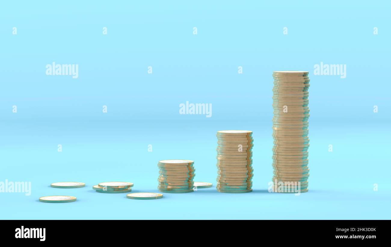 Money growth chart. 3d graph of financial development and income growth ...
