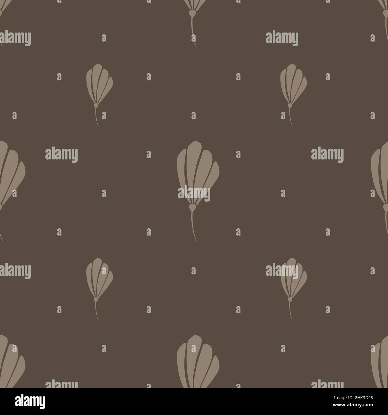 Seamless pattern in brown pastel color with simple bud flower ...
