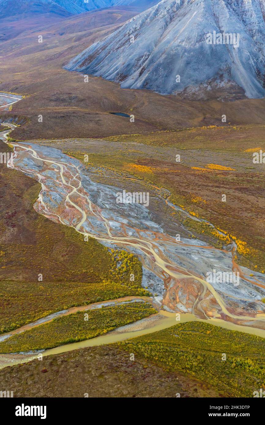 USA, Alaska, Brooks Range, Arctic National Wildlife Refuge. Aerial with ...