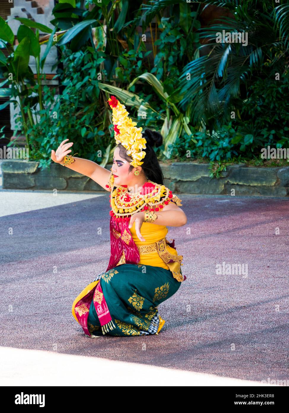 Indonesia, Bali, Ubud. Traditional Balinese Legong dancers performing ...