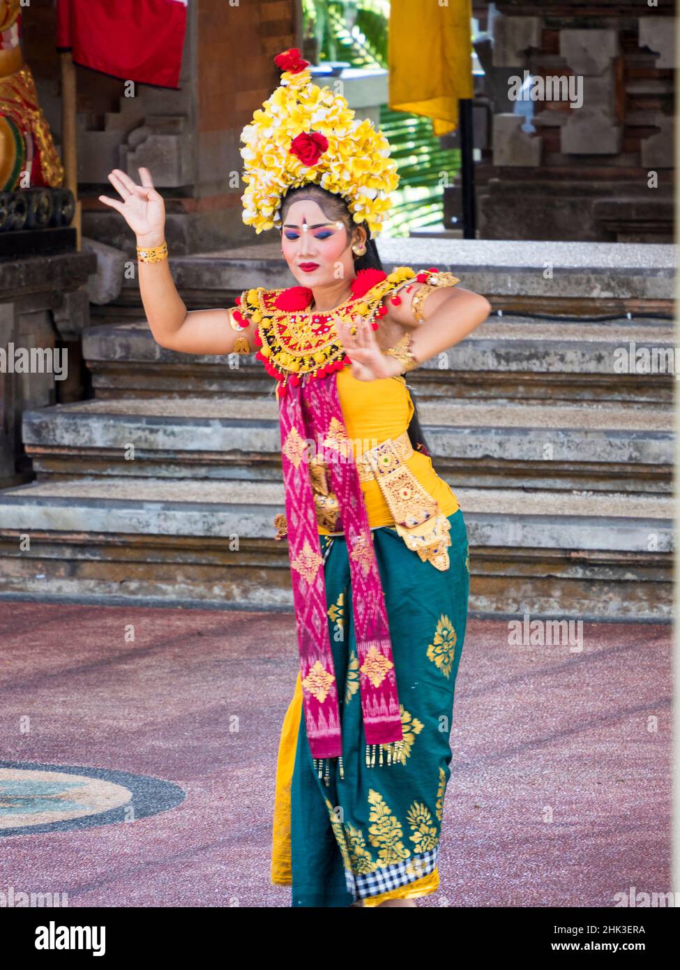 Indonesia, Bali, Ubud. Traditional Balinese Legong dancers performing ...