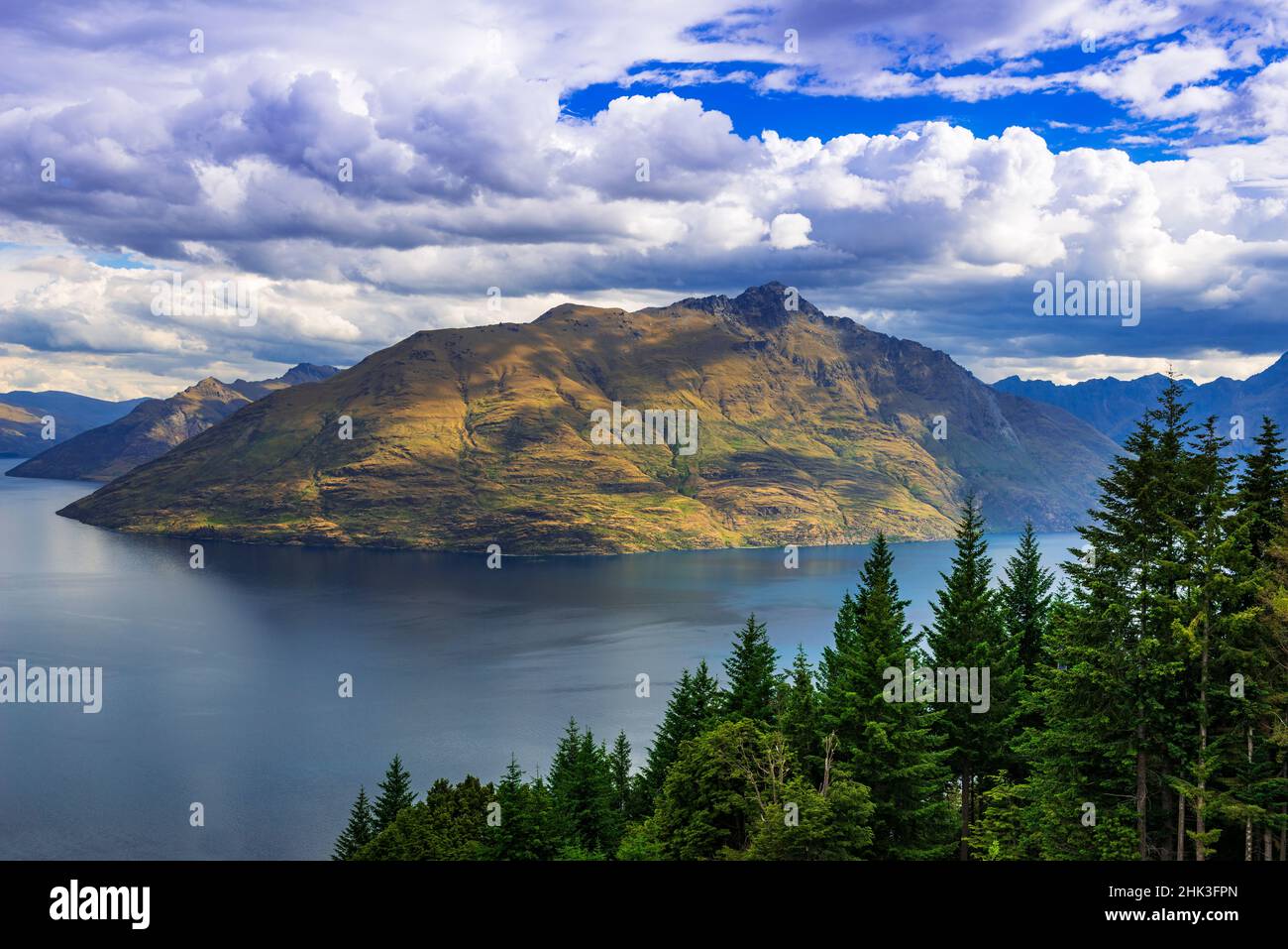 Cecil Peak above Lake Wakatipu, Queenstown, Otago, South Island, New ...
