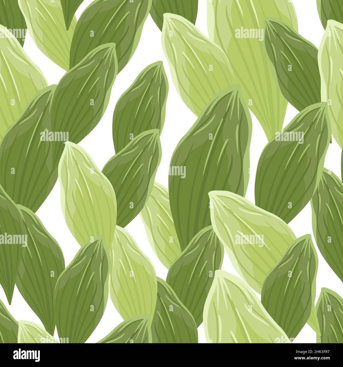 Botanic foliage seamless pattern with abstract green leaf ornament ...