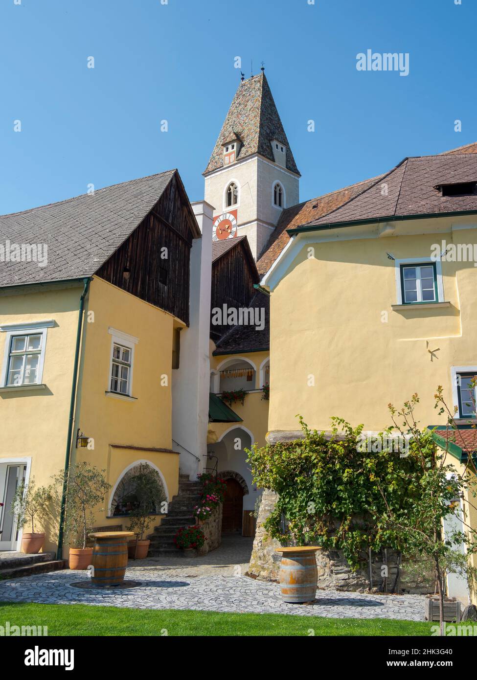 A historic winery. Historic village Spitz located in wine-growing area ...