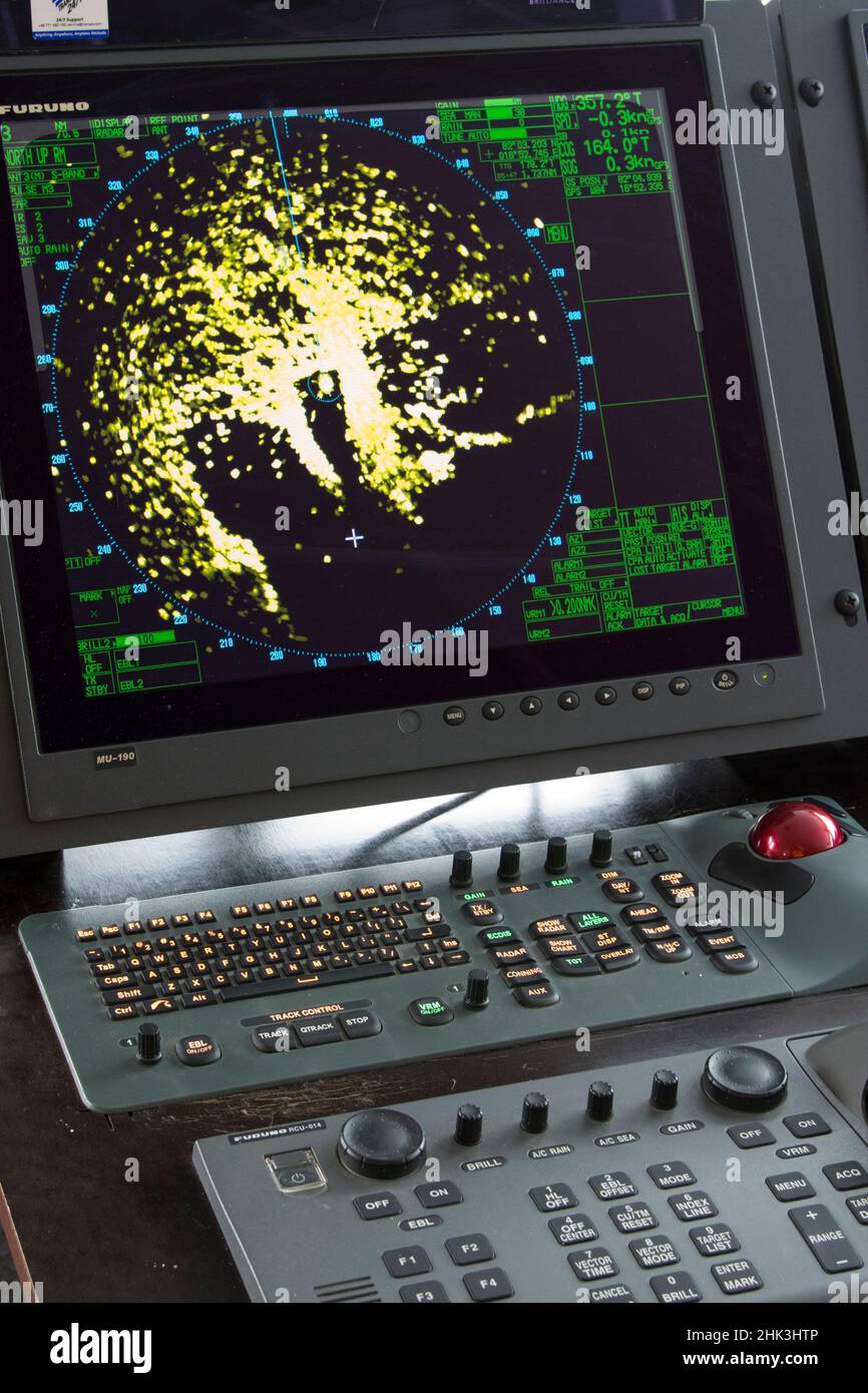 The radar of the Ocean Adventurer cruise ship sailing along the Polar ...