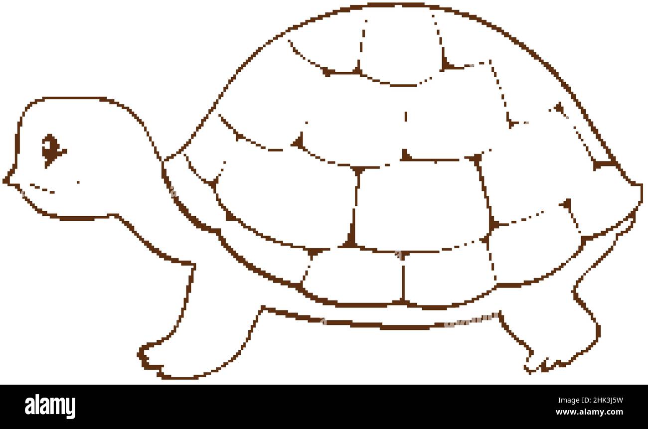 Turtle in doodle simple style on white background illustration Stock ...