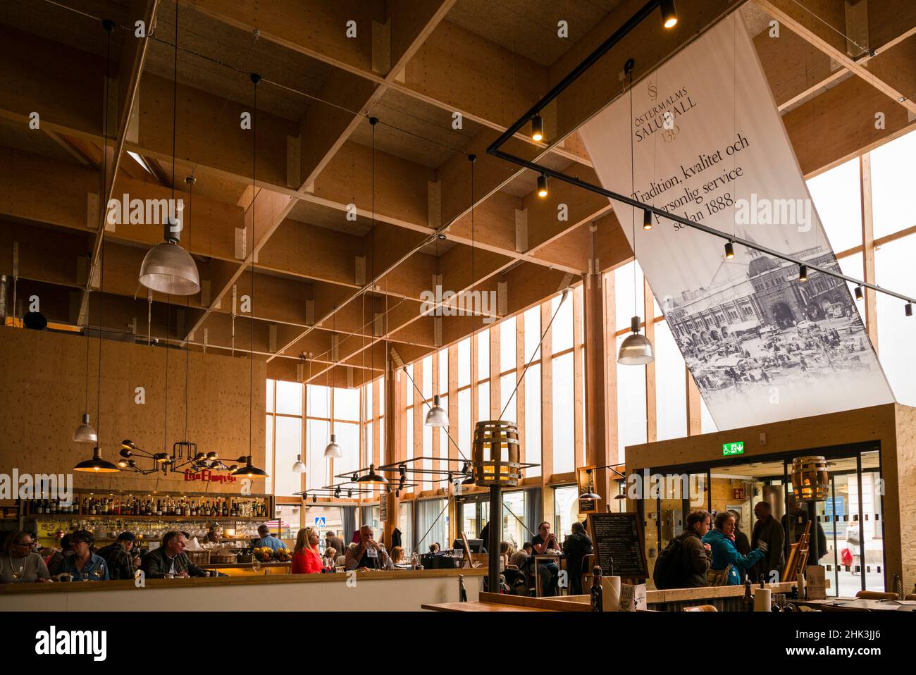 Sweden, Stockholm, New Temporary Saluhall food market, built next to ...
