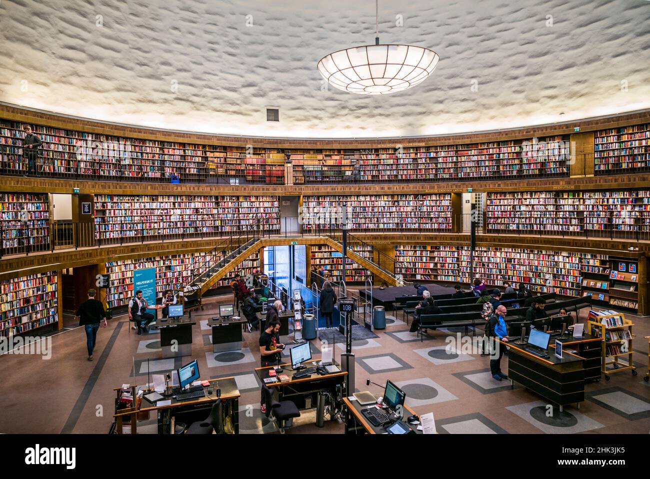 Sweden, Stockholm, City Library, circular interior by architect Erik ...