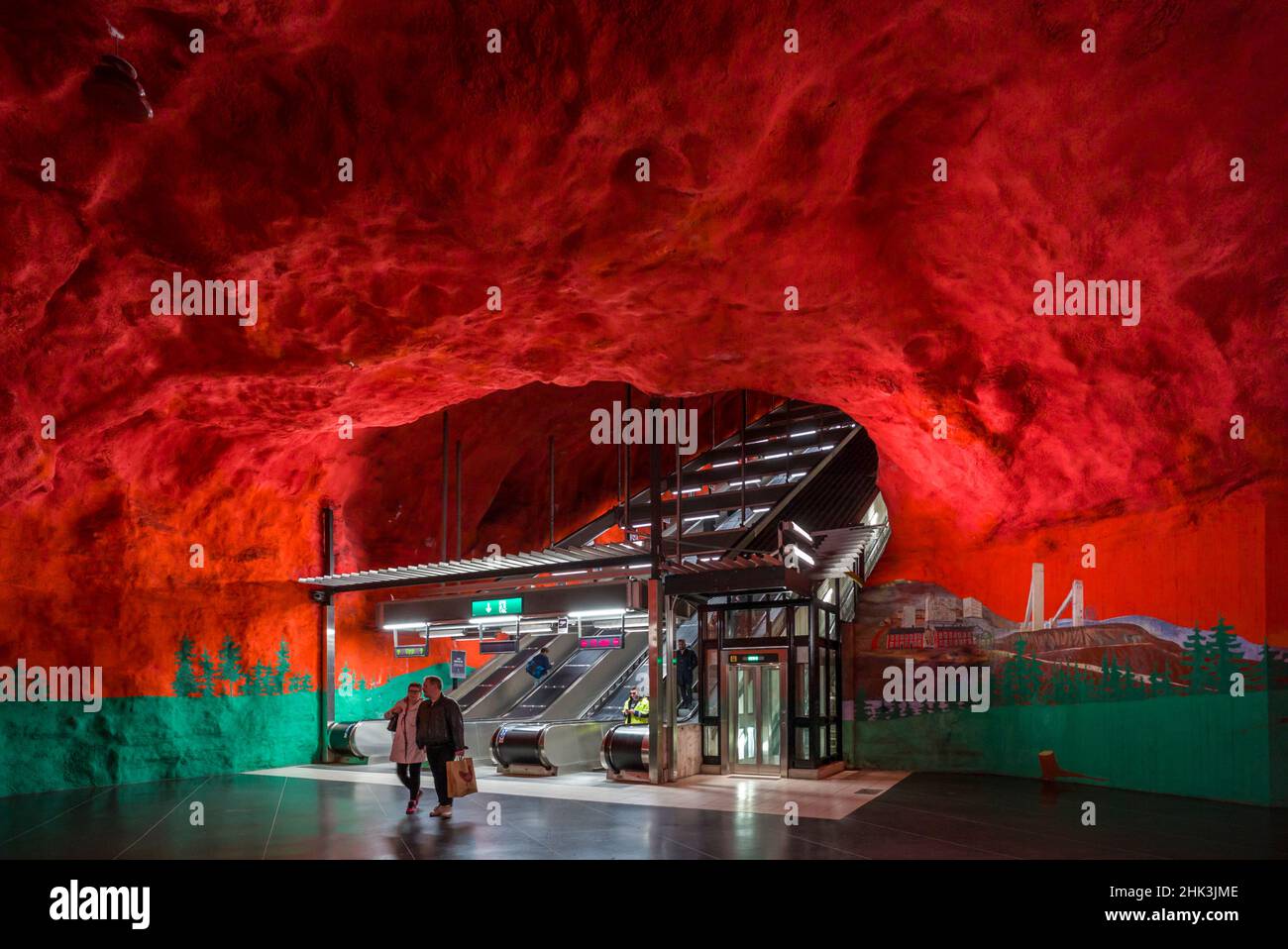 Sweden, Stockholm, Stockholm Underground Metro, Solna Centrum Station ...