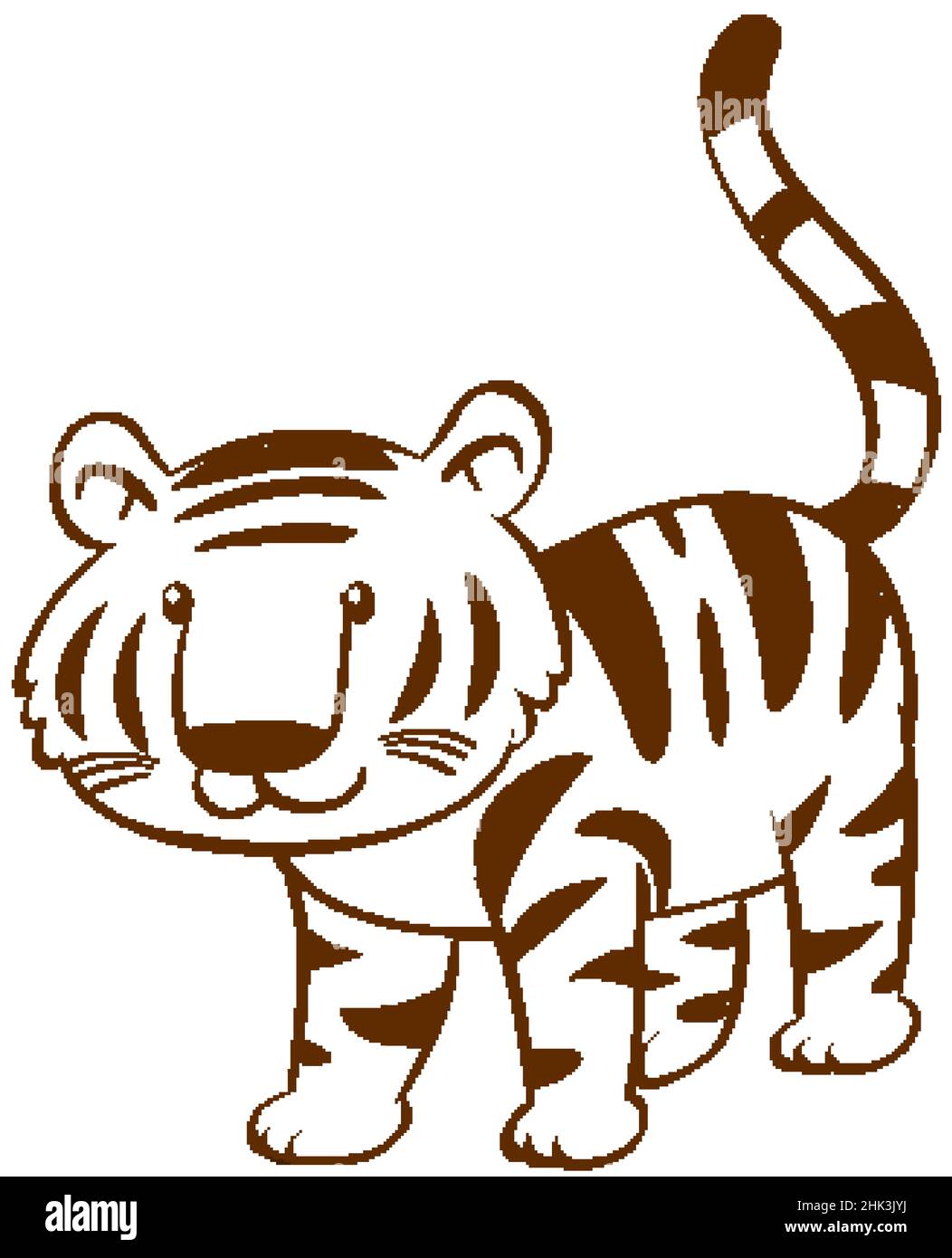 Tiger in doodle simple style on white background illustration Stock ...