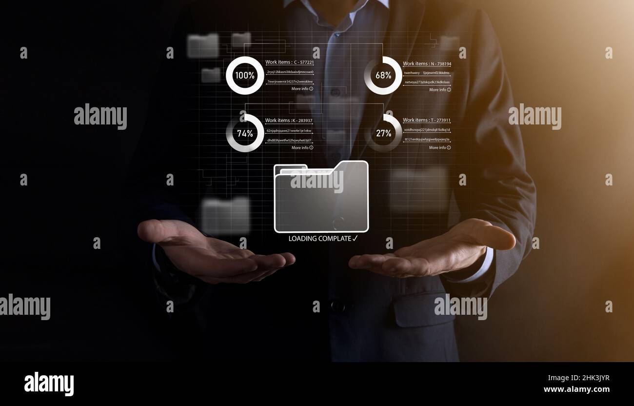 Business developer hand using board framework on virtual modern ...