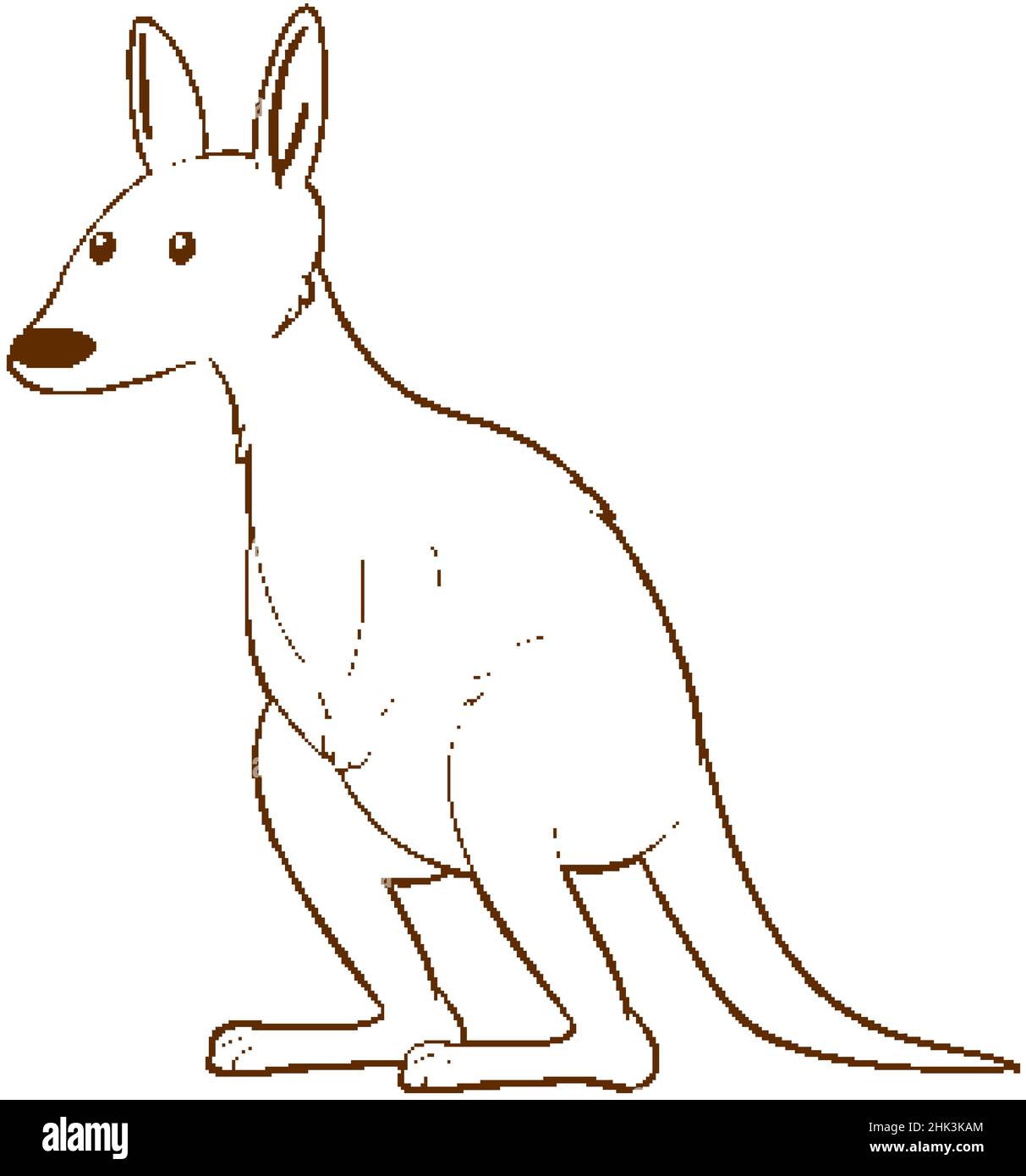 Kangaroo in doodle simple style on white background illustration Stock ...