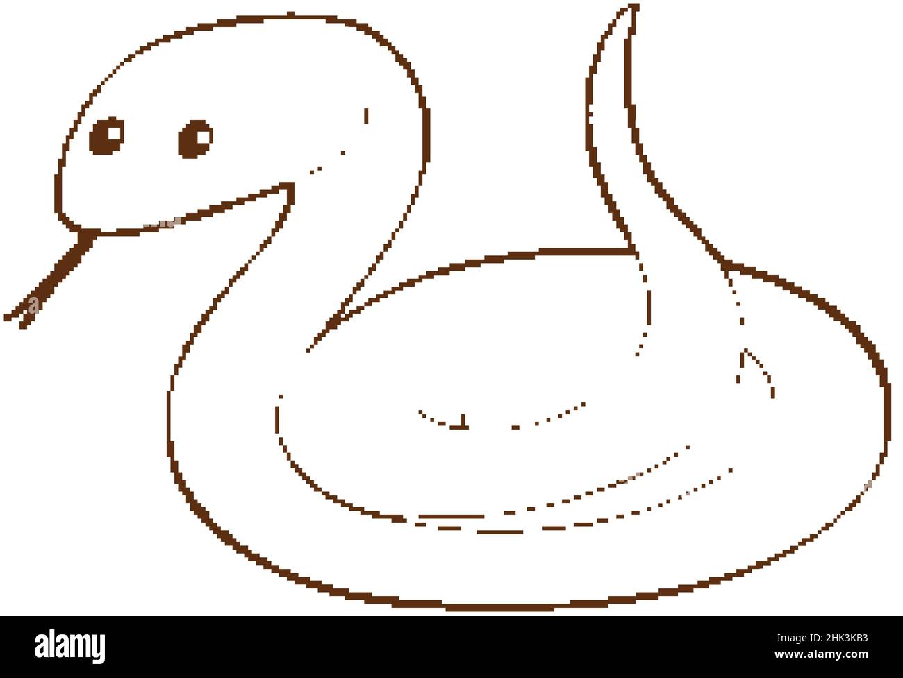 Snake in doodle simple style on white background illustration Stock ...
