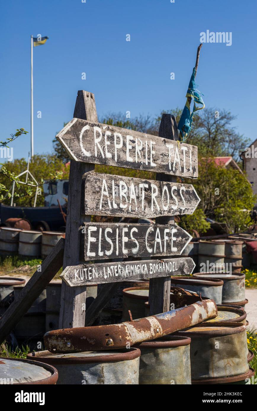 Sweden, Faro Island, Faro Broskogs, Creperie Tati-Kutens Bensin, hip ...