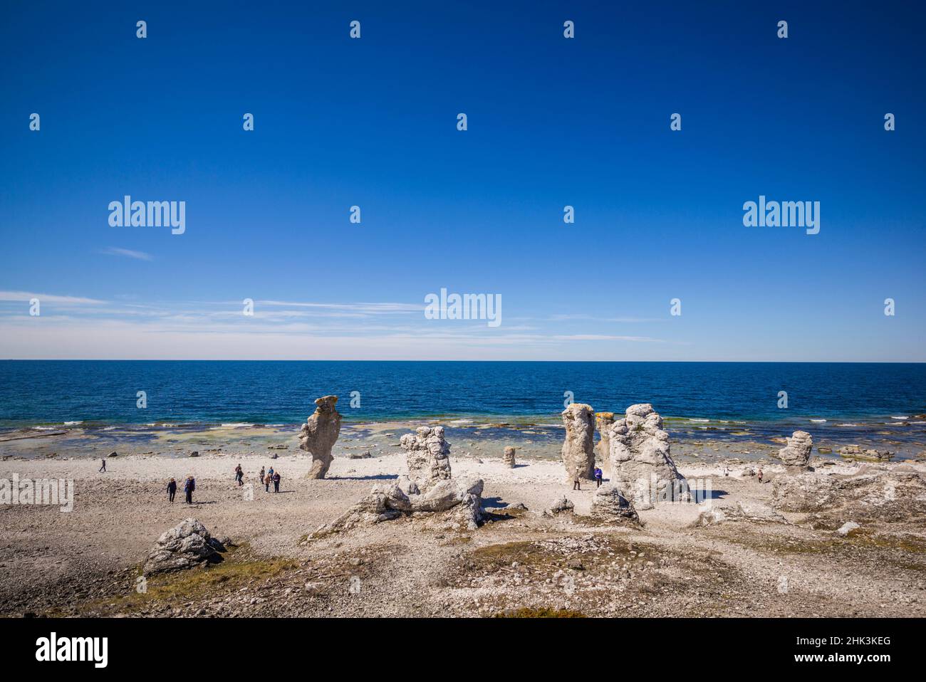 Sweden, Faro Island, Langhammars Area, Langhammar coastal limestone ...