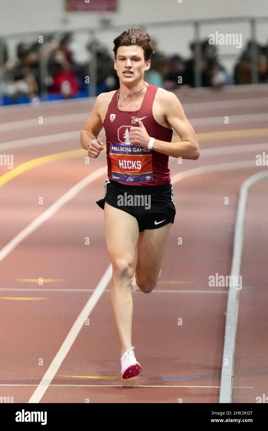 Charles Hicks of Stanford runs in the 3,000m at the 114th Millrose ...