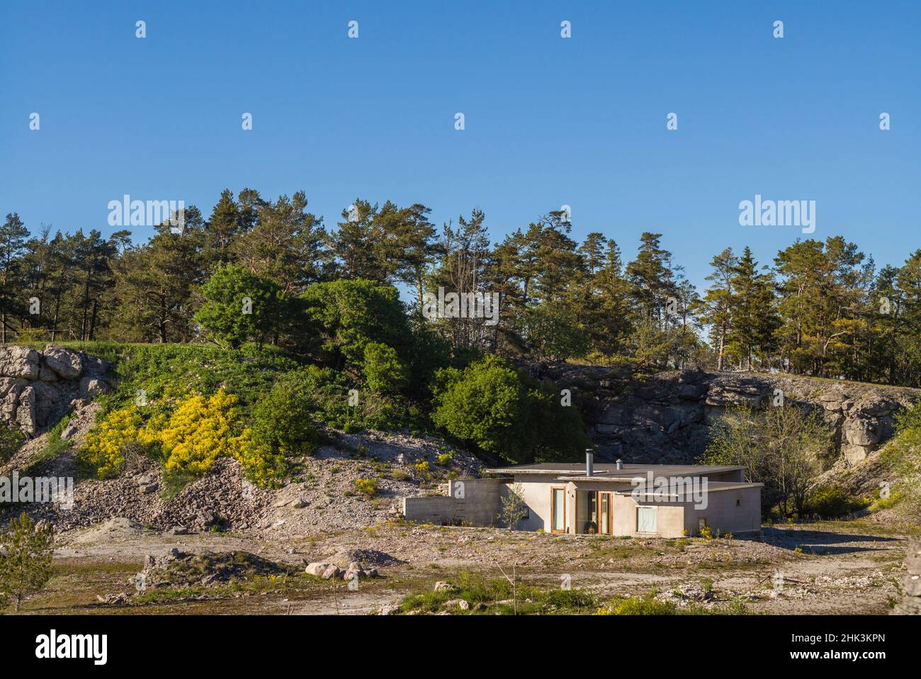 Sweden, Gotland Island, Bungenas, former chalk mine and military base ...