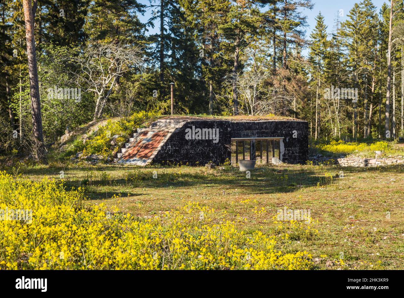 Sweden, Gotland Island, Bungenas, former chalk mine and military base ...