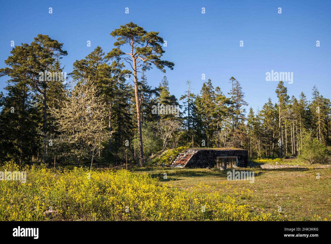 Sweden, Gotland Island, Bungenas, former chalk mine and military base ...