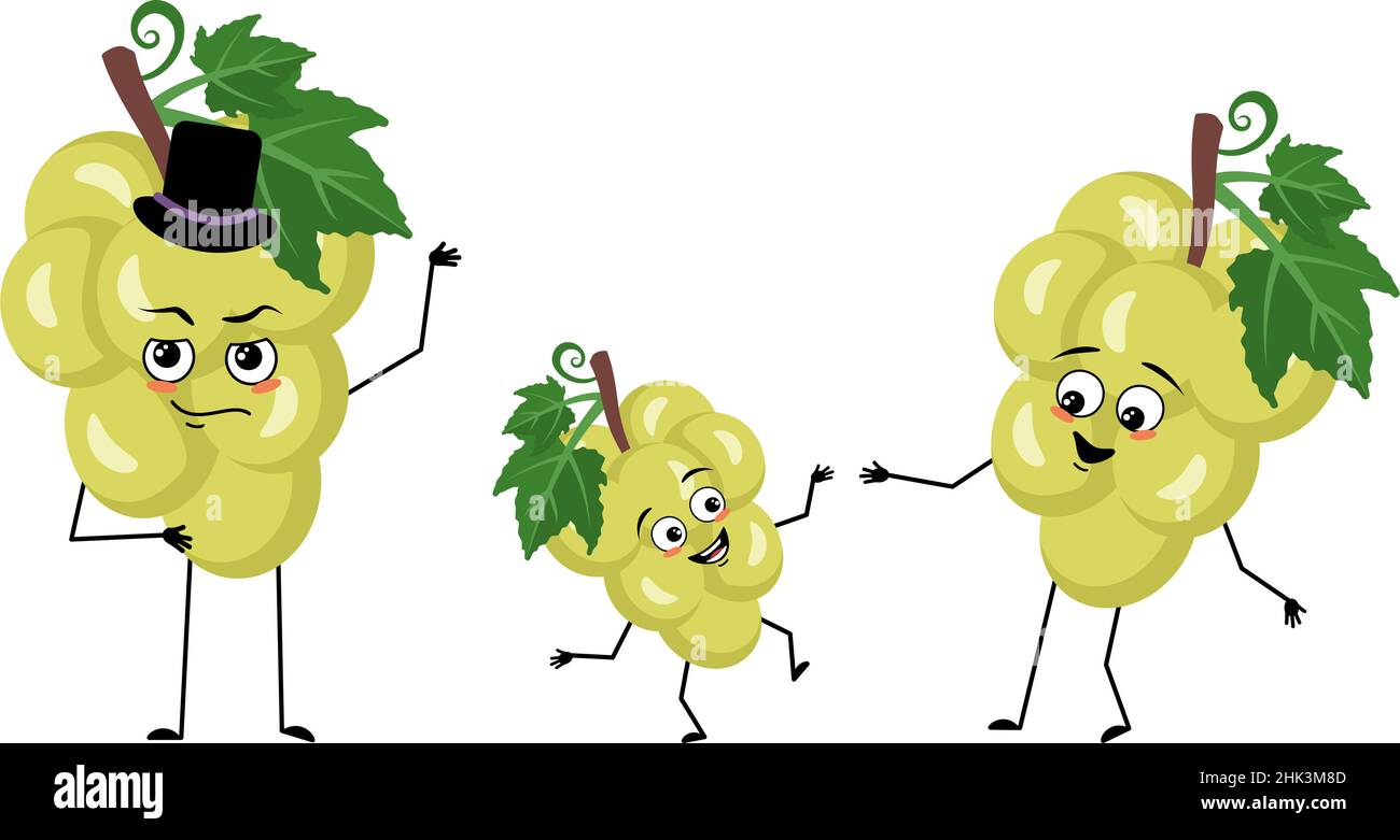 Family of grape berry characters with happy emotions, smile face, happy ...
