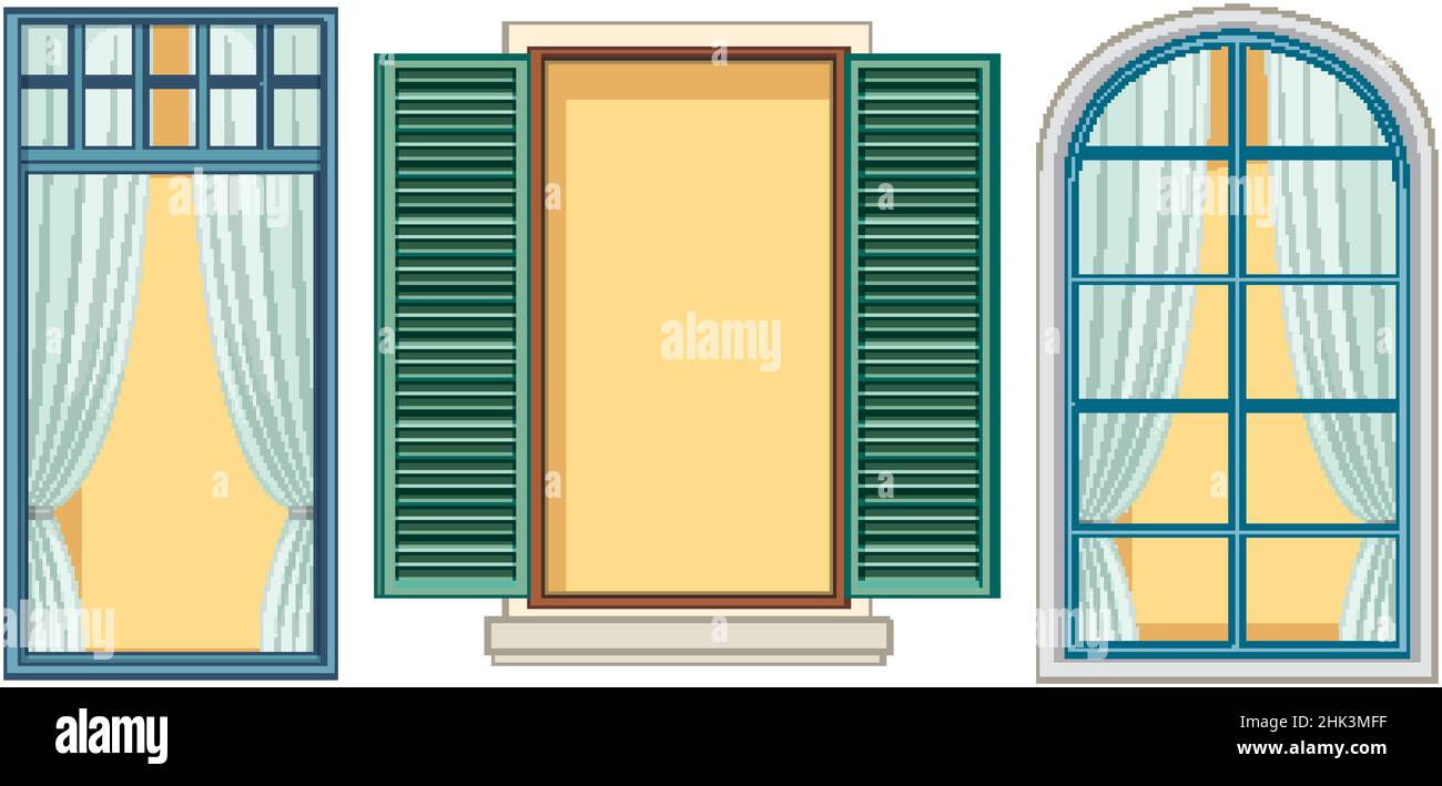 Set of different windows on white background illustration Stock Vector ...