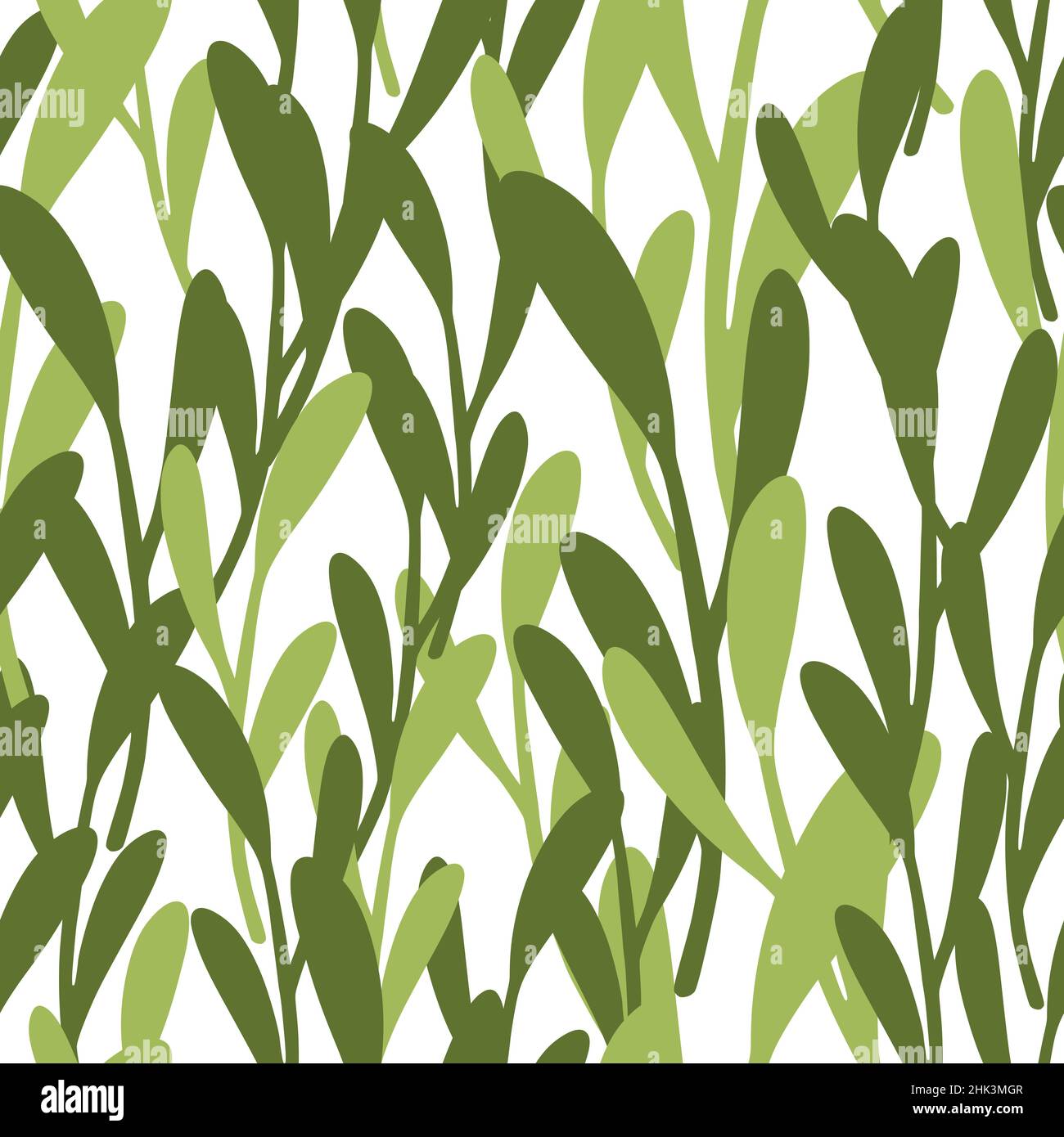 Spring greenery seamless pattern with green random leaf branches ...