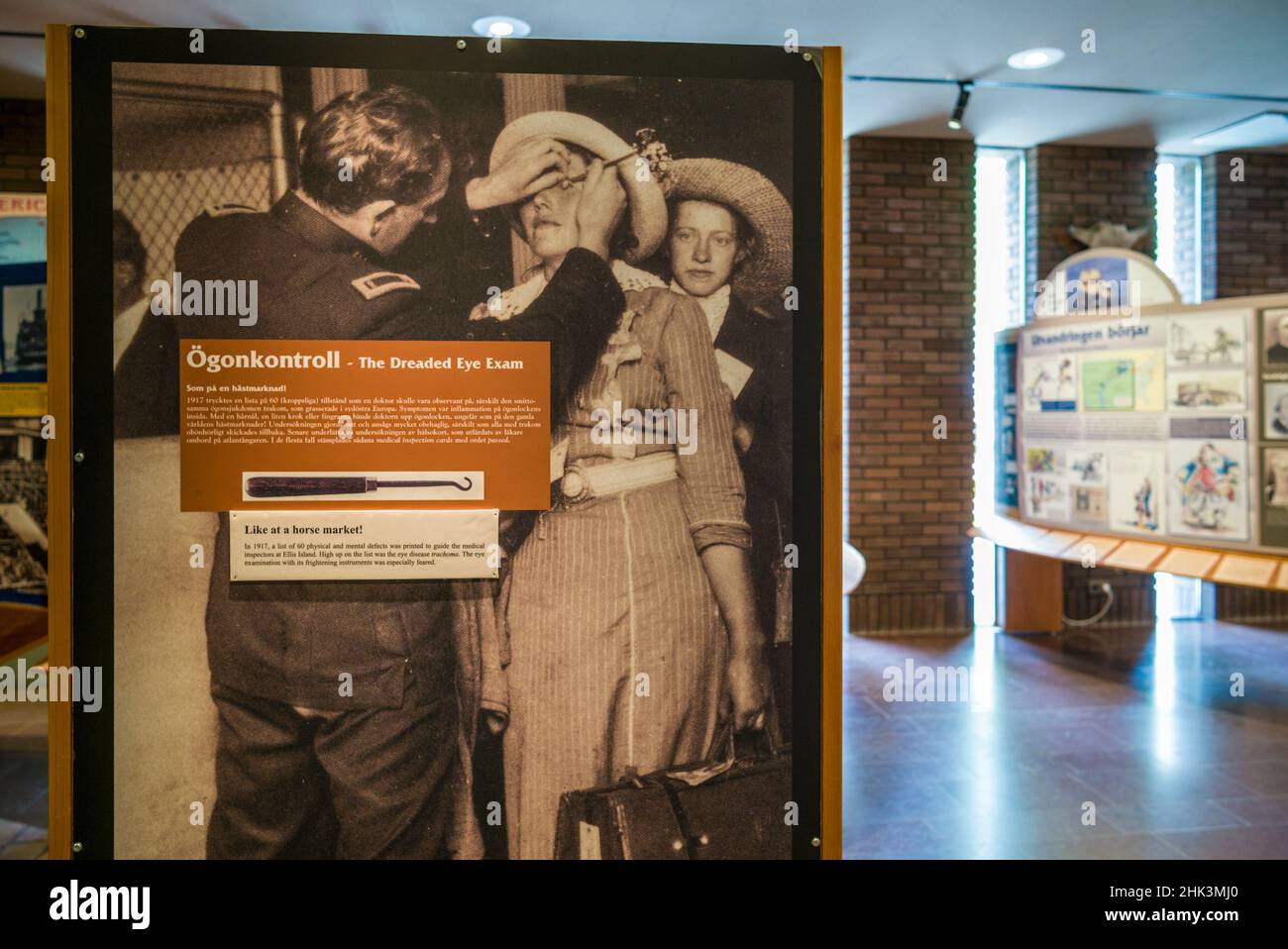Sweden, Vaxjo, Utvandrarnas Hus, museum of Swedish emigration, interior ...