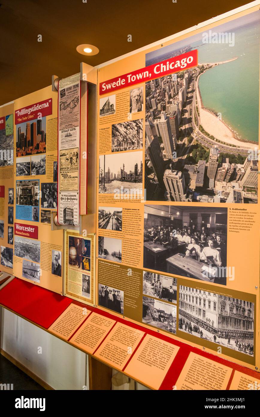 Sweden, Vaxjo, Utvandrarnas Hus, museum of Swedish emigration, interior ...