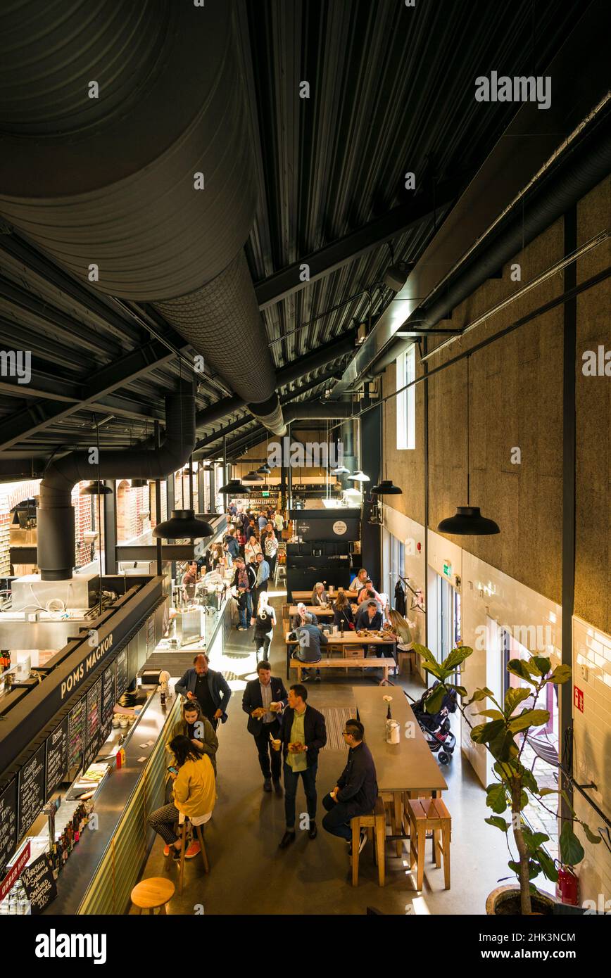 Sweden, Scania, Malmo, Malmo Saluhall food hall, interior Stock Photo ...