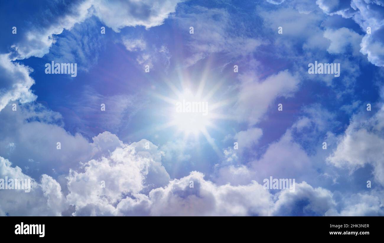 Magic fairy-tale sky and clouds with a shining sun Stock Photo - Alamy