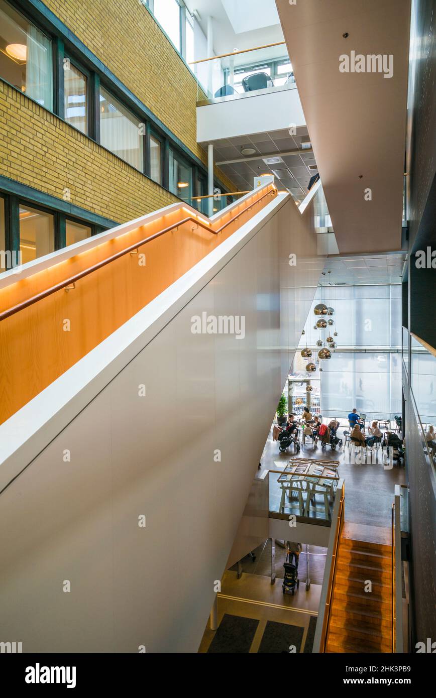 Sweden, Vastragotland and Bohuslan, Gothenburg, City Library, stairs ...