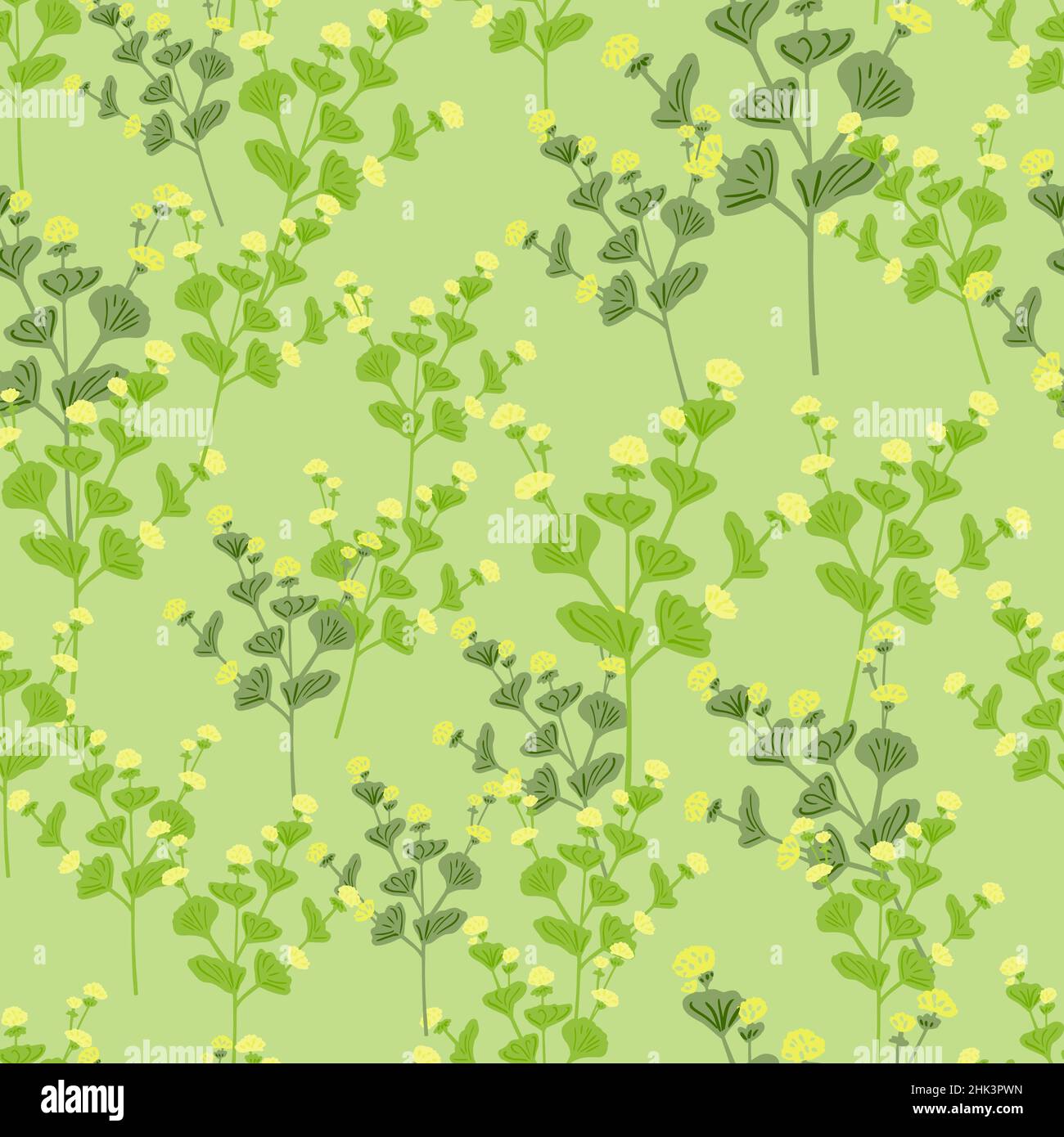 Summer meadow seamless nature pattern with random light green ...
