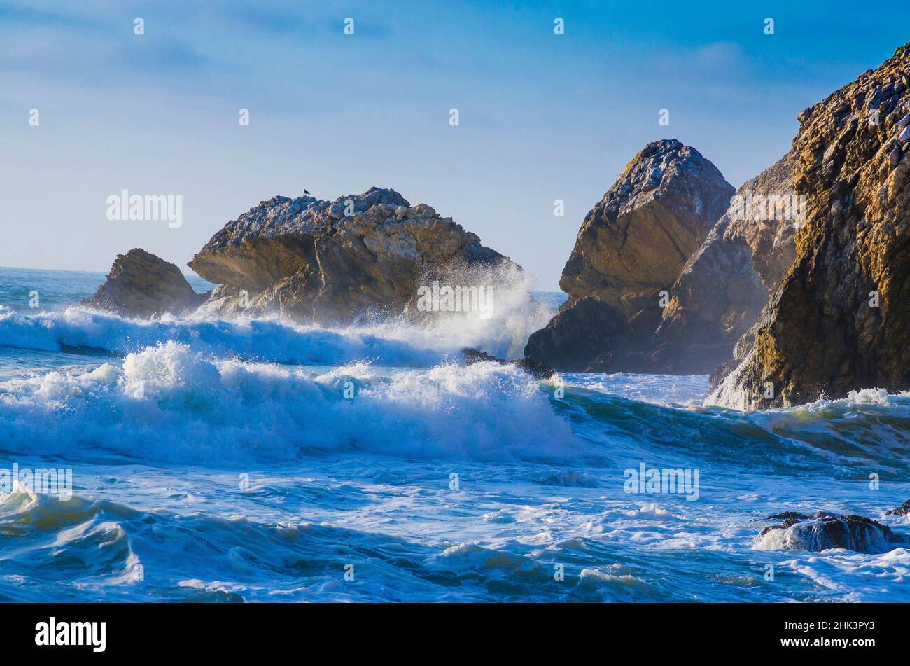 Large Waves on Rockaway Beach, Pacifica, California, USA Stock Photo ...