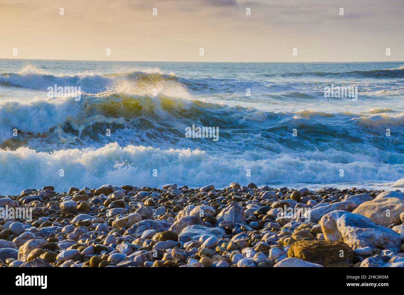 Large Waves on Rockaway Beach, Pacifica, California, USA Stock Photo ...