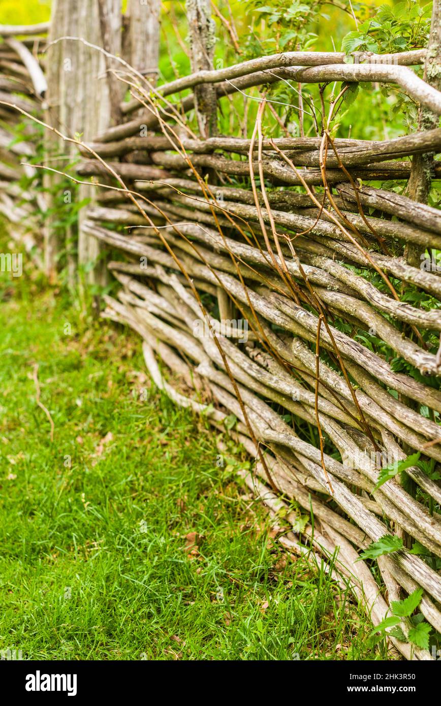 Sweden, Bohuslan, Tanumshede, traditional architecture, wood fence ...