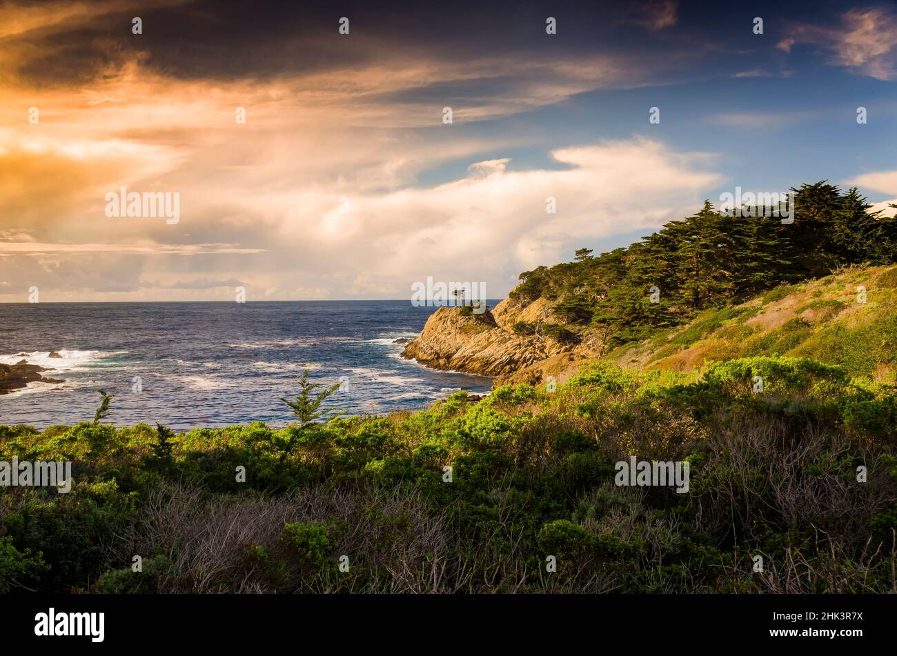 Sunset, Point Lobos State Natural Reserve, California, USA Stock Photo ...