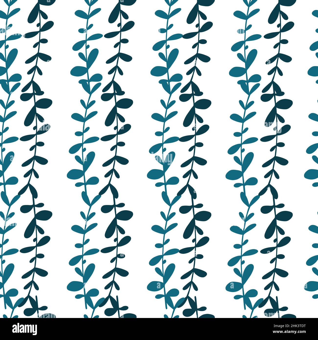 Isolated seamless botanic pattern with doodle blue eucalyptus elements ...