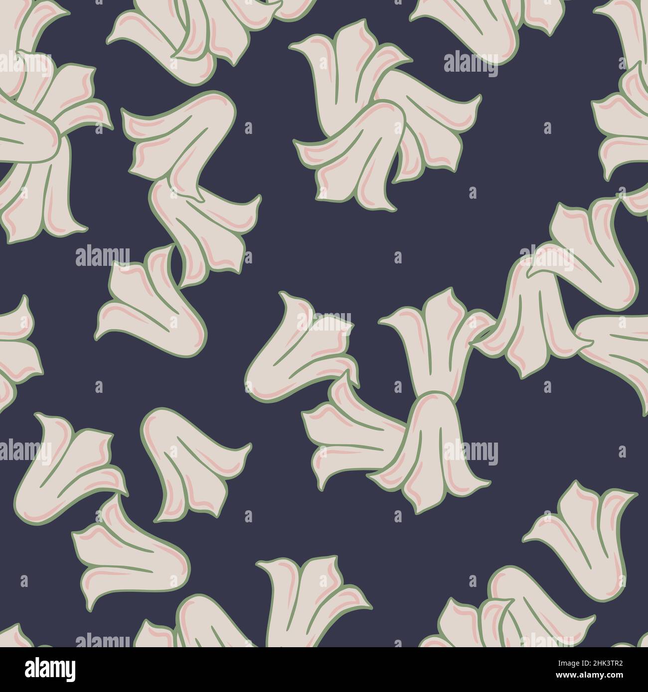 Dark abstract seamless pattern with grey random tulip buds flower ...