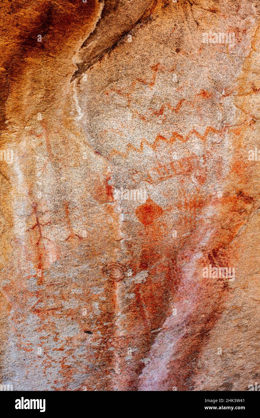 Native American pictographs at Council Rocks in the Dragoon Mountains ...