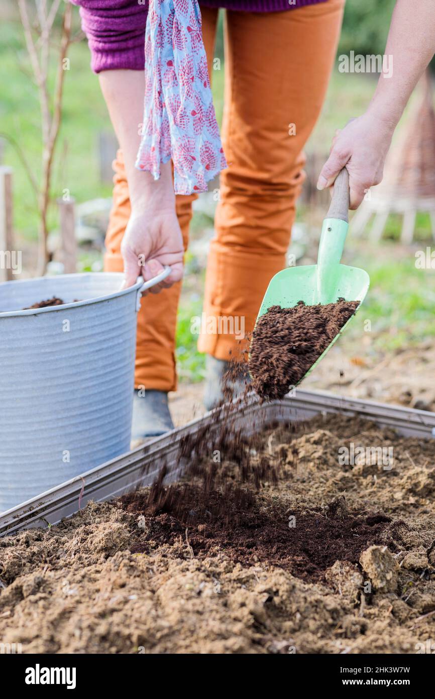 Person adding compost garden soil hi-res stock photography and images ...