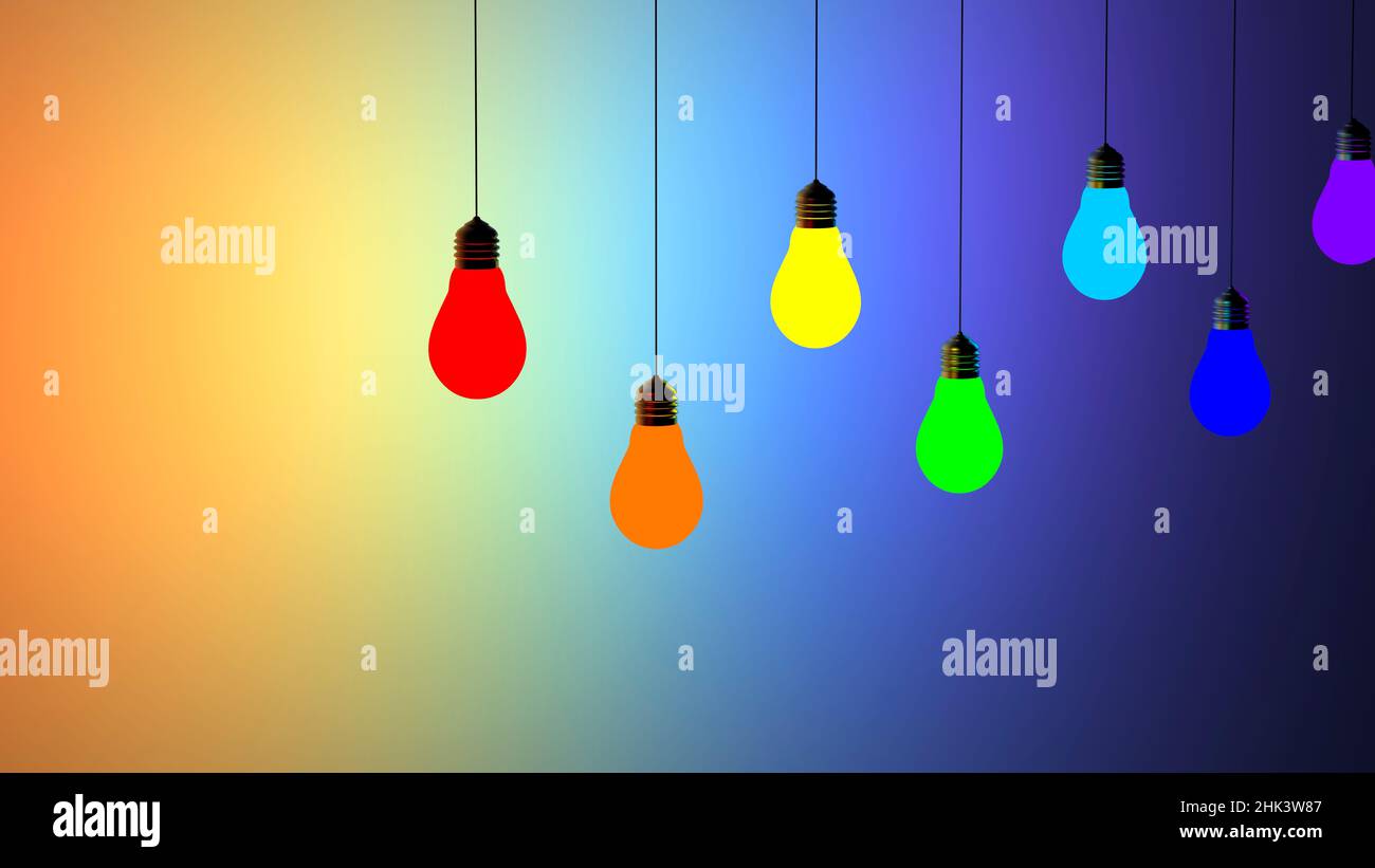 Rainbow Painted Light Bulb