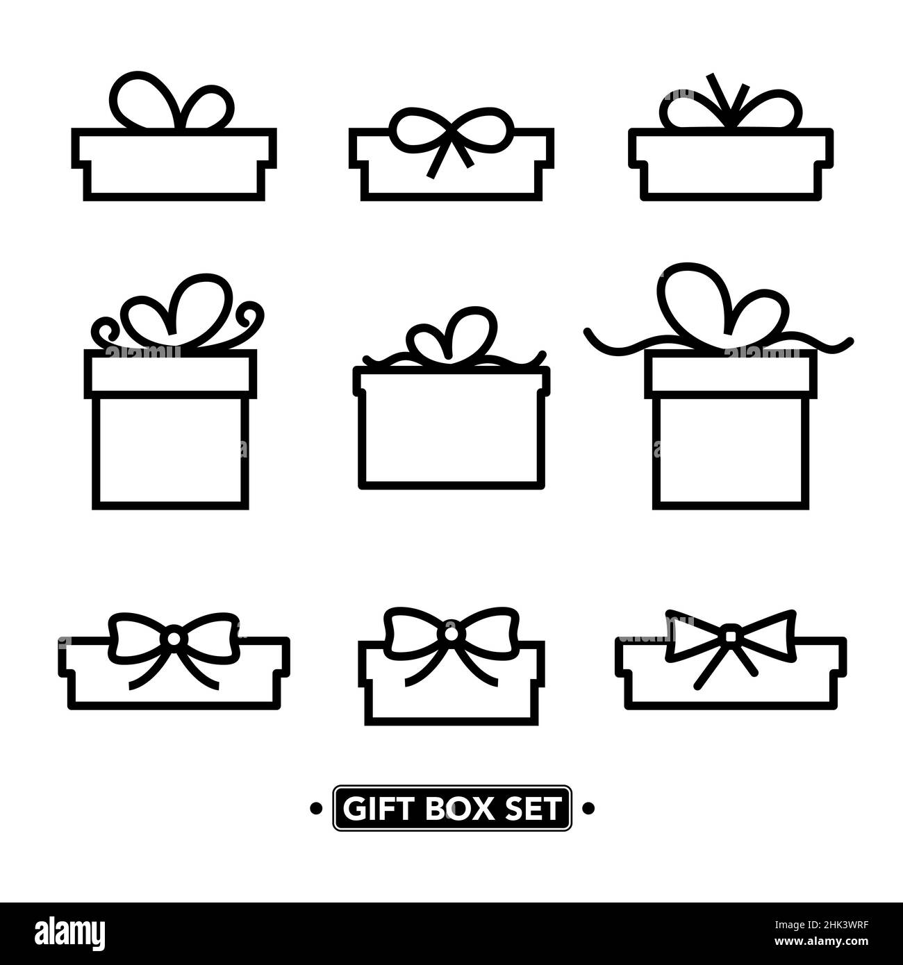 Set of gift boxes icons with ribbons on a white background Stock Vector ...