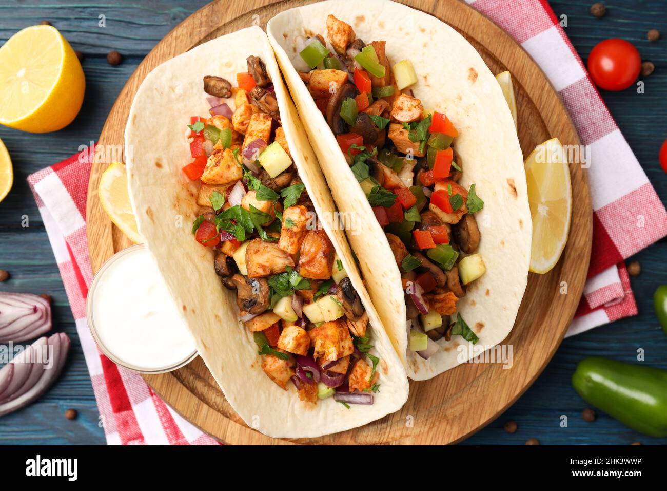 Concept of tasty food with taco close up Stock Photo - Alamy