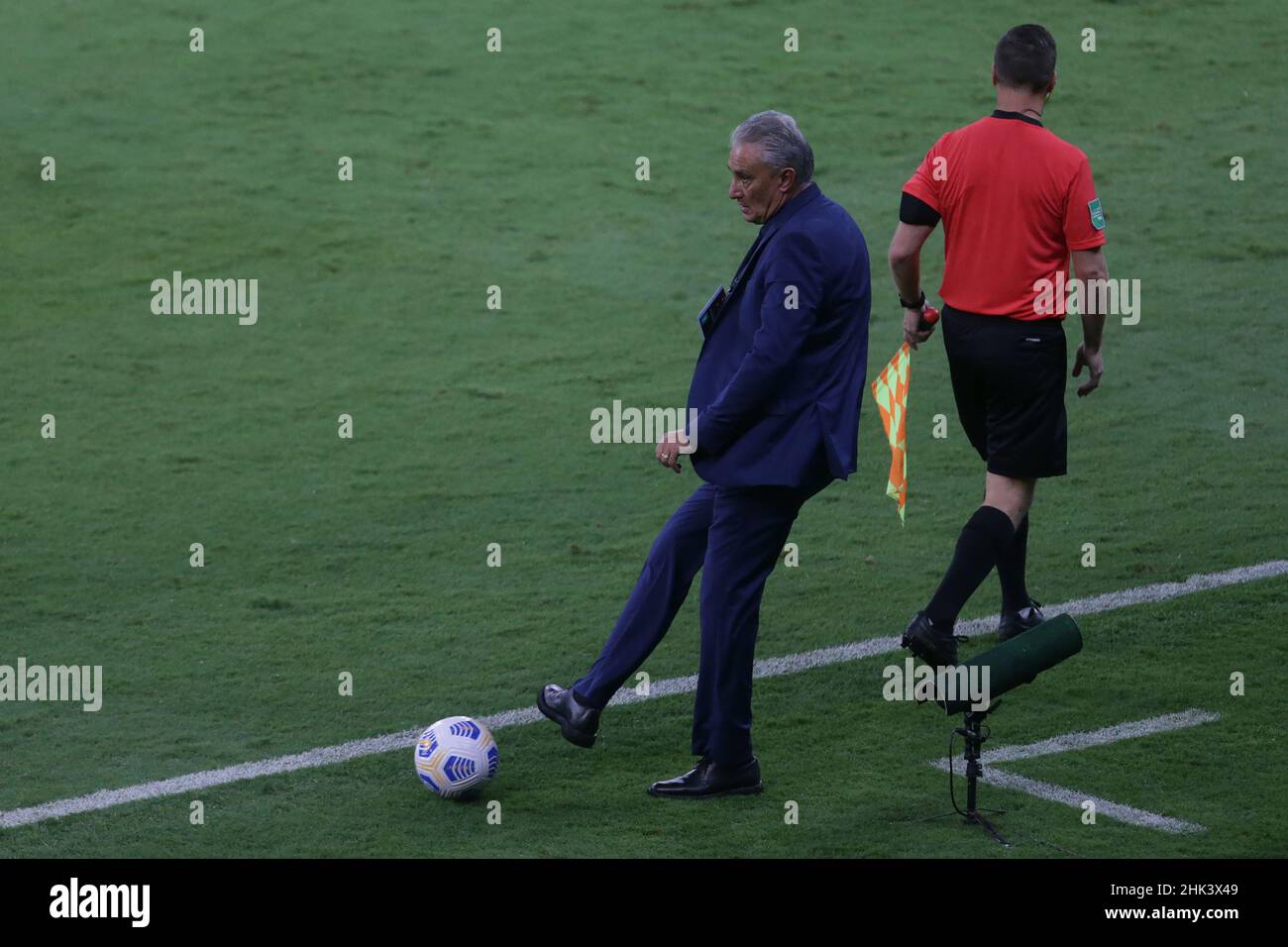 Técnico Tite do Brasil, durante a partida entre Brasil e Paraguai, pela ...
