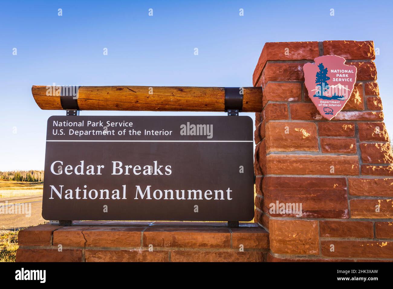 Entrance sign, Cedar Breaks National Monument, Utah, USA Stock Photo ...