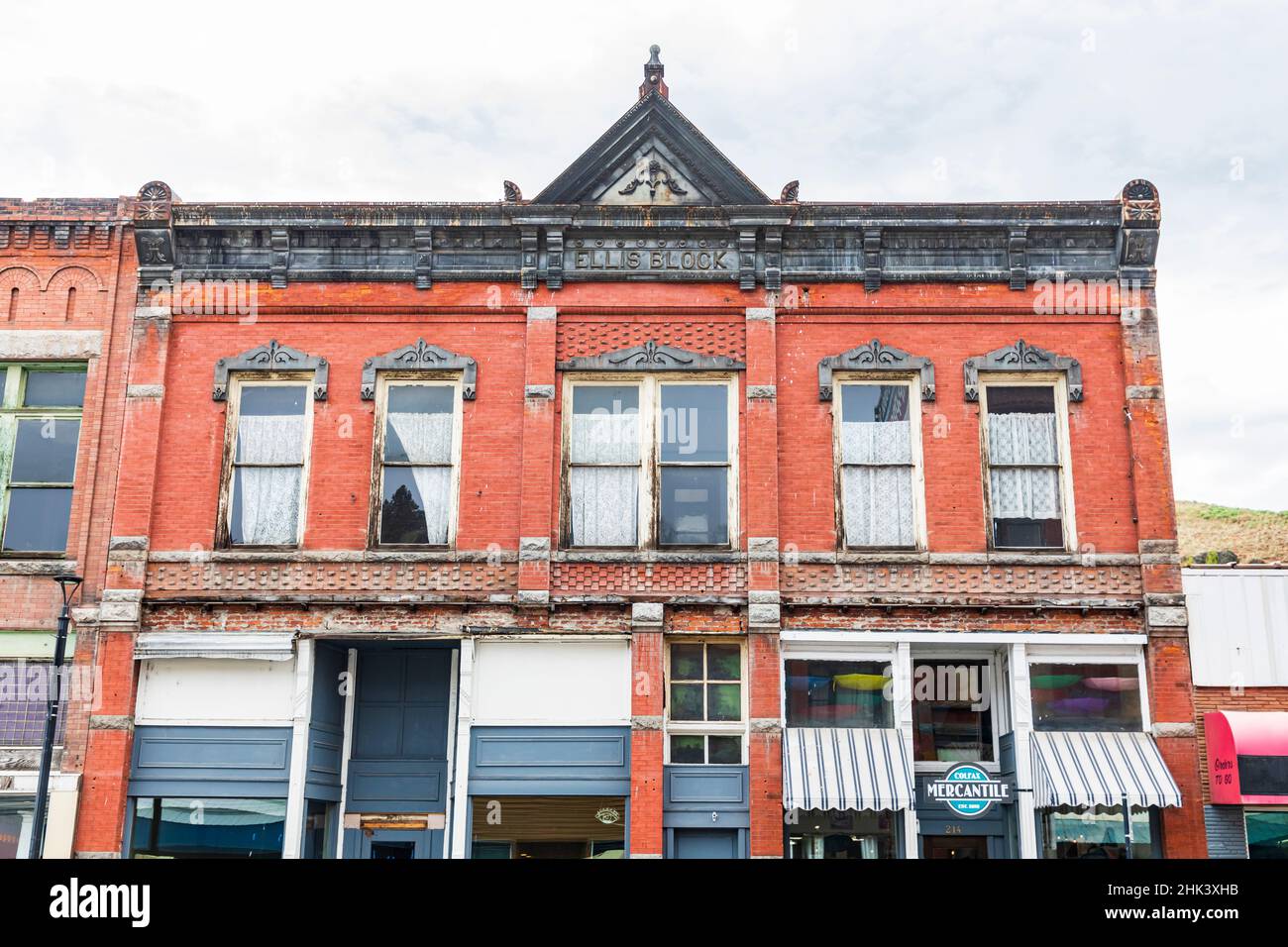 Colfax, Washington State, USA. Old red brick building in a small town ...